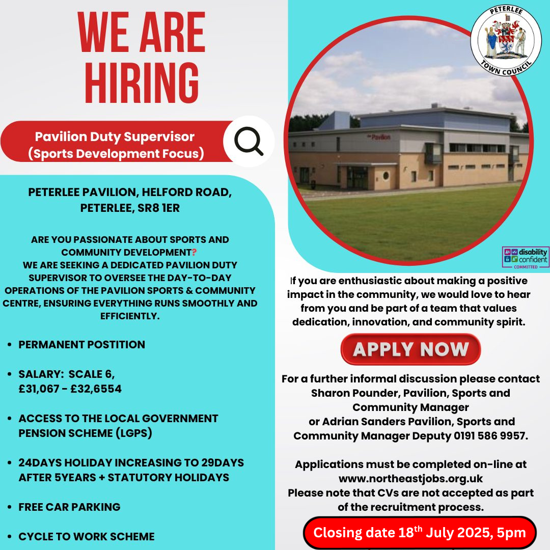 JOIN OUR TEAM Pavilion Duty Supervisor (Sports Development Focus)